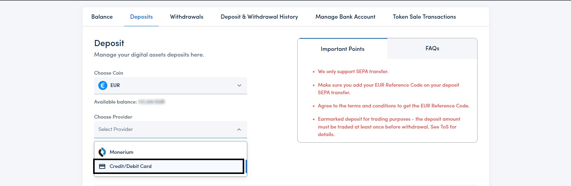 How to deposit EUR through Credit/Debit card? - LCX